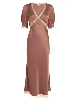 Rixo Lace-trimmed Annina Midi Dress - Brown