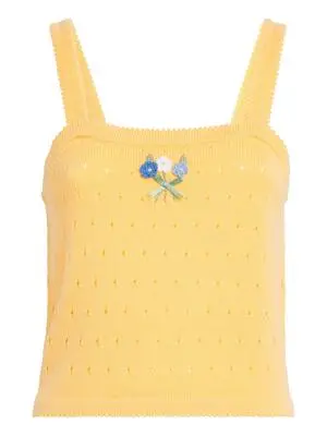 Rixo Wool Floral-appliqué Perla Cami Top - Yellow