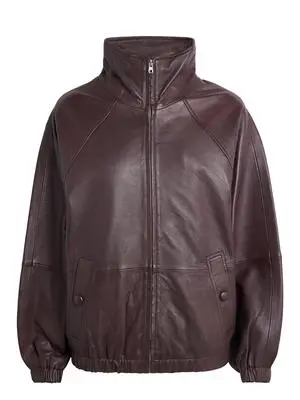 Sandro Raglan-sleeve Leather Jacket - Brown