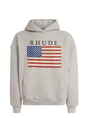 Rhude Cotton Graphic Hoodie - Grey