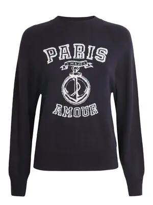Maje Paris Amour Logo Sweater - Blue