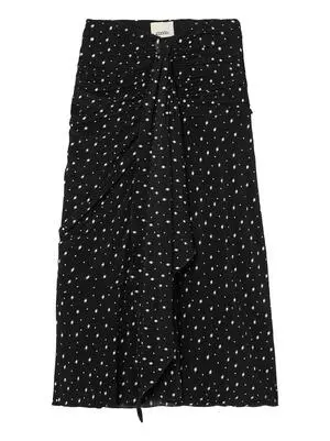 Isabel Marant Gyelle Ruched Draped Polka-dot Stretch-jersey Midi Skirt - Black