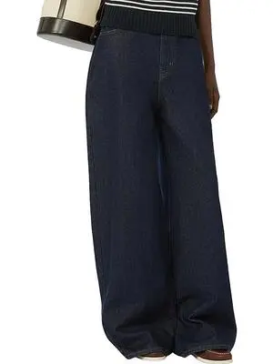 Max Mara Wkdtabella Wide Leg Denim Pants - Navy
