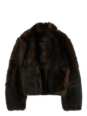 TOTEME Silky Shearling Jacket - Dark Brown