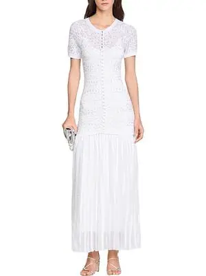 Sandro Beaded Knit Maxi Dress - White