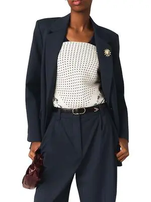Maje Vissila Striped Belted Jacket - Navy