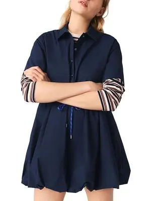 Maje Romimita Bubble Mini Shirtdress - Navy