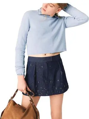 Maje Wool Blend Long Sleeve Sweater - Blue Sky