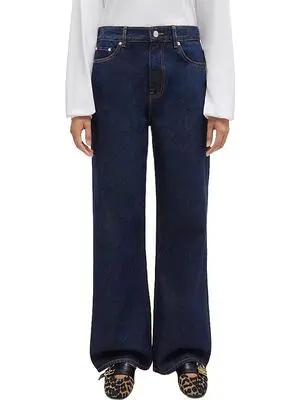 GANNI High Rise Straight Wide Jeans - Rinse