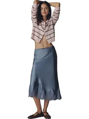 REFORMATION Carola Silk Pull-on Midi Skirt - Cornflower