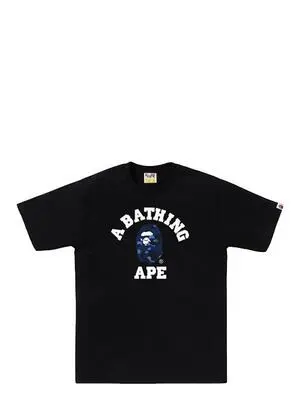 A BATHING APE Camo College 1j80110019 Tee Shirt Black/navy Blue