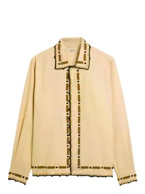 BODE Beaded Ryegrass Trim Shirt Neutrals