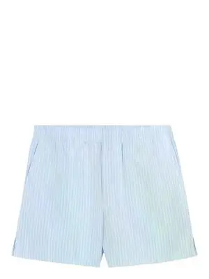 AMI Paris Striped Cotton Poplin Elasticated Shorts - Blue