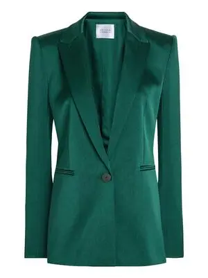 Galvan Sculpted Satin Blazer - Green