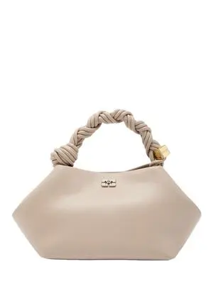 GANNI Small Leather Top Handle Bag - Grey