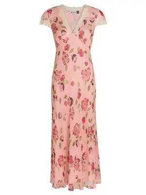 Rixo Clarice Floral-print Georgette Midi Dress - Pink