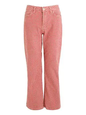 DAMSON MADDER Kenny Gingham Straight-leg Jeans - Red