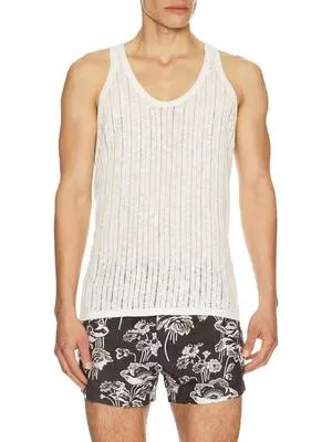 Commas Commas Pointelle Knit Tank In White Off White