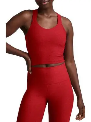 Beyond Yoga Twist Through Crop Tank - Holly Red Heather