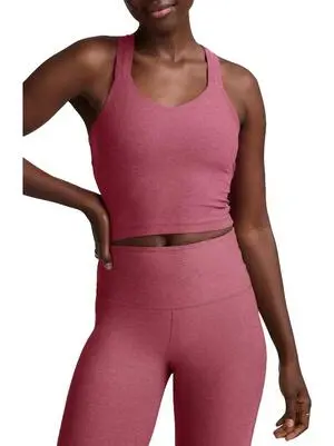 Beyond Yoga Twist Through Crop Tank - Smooth Mauve Heather