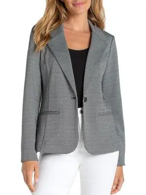 LIVERPOOL Checked One-button Blazer - Black/white Mini Check