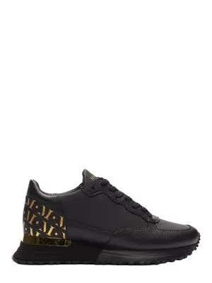 MALLET Popham Tumbled Leather Sneakers Black Gold