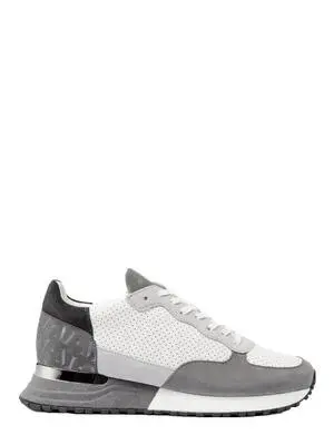 MALLET Popham Perforated Leather Sneakers - White/grey