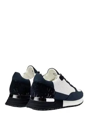 MALLET Popham Perforated Leather Sneakers - White/navy