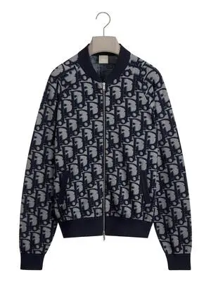Dior Oblique Bomber Jacket - Blue Cotton-wool-silk-blend Jacquard