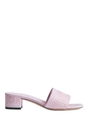 Dior Amour Dentelle Heeled Slide - Rose Soupir Dior Oblique Embroidered Cotton And White Lace