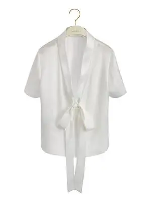Dior Blouse With Rear Tie - White Silk Twill