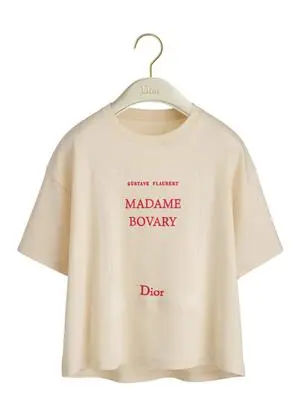 Dior Madame Bovary Oversized Cropped T-shirt - Beige And Red Cotton Jersey