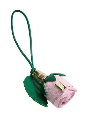 Dior Amour Rose Bag Charm - Pink And Green Calfskin With Gold-finish Metal
