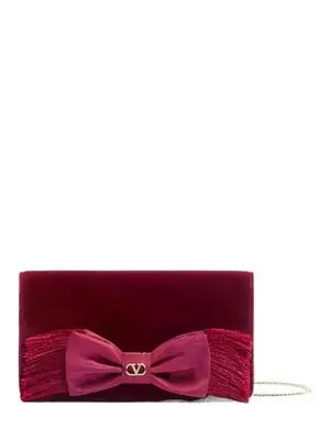 Valentino Garavani Vlogo Signature Velvet Mini Shoulder Bag - Red