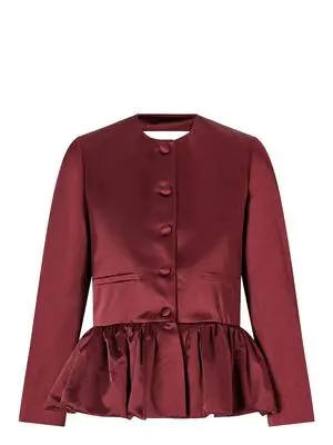 LIBEROWE Cotton-blend Duchesse-satin Peplum Jacket - Burgundy
