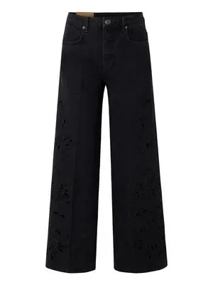 Farm Rio Richelieu High-rise Wide-leg Jeans - Black