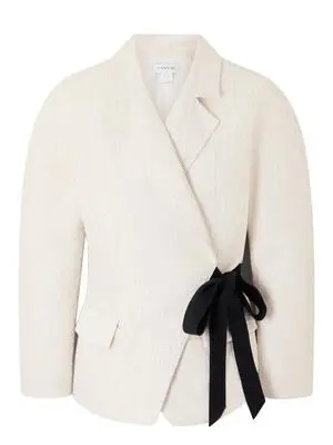 LANVIN Belted Textured-satin Jacket - Cream