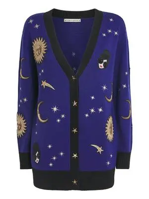 Alice + Olivia Stretch-wool Bradford Cardigan - Navy