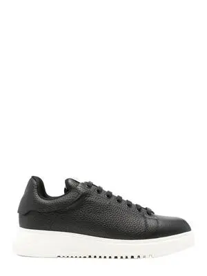 Emporio Armani Leather Sneakers - Black