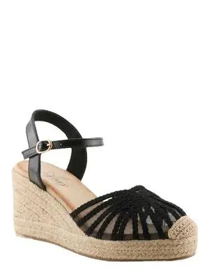 SPRING STEP SHOES Espalli Espadrille Wedge - Black