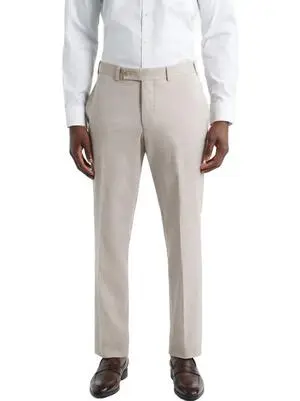 JACK VICTOR Piero Flat Front Stretch Cotton & Wool Trousers - Light Tan
