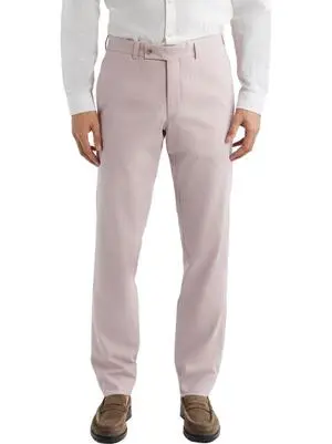 JACK VICTOR Piero Flat Front Stretch Cotton & Wool Trousers - Salmon