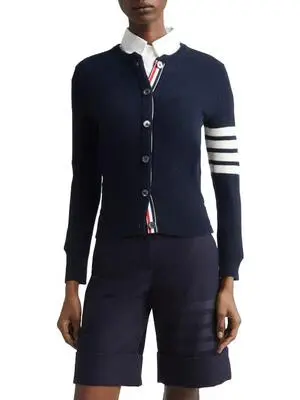 Thom Browne Merino Wool Cardigan - Navy