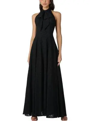 Shoshanna Floral Organza Halterneck Gown - Jet