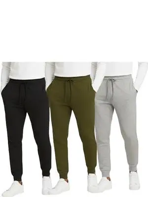 BENBEN 3 Pack Ultra Soft Fleece Joggers Sweatpants - Charcoal/green/grey