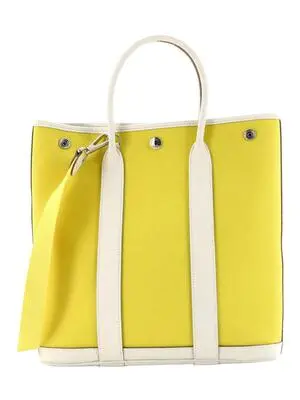 HERMES Garden File 28 Tote Toile And Leather - Lime