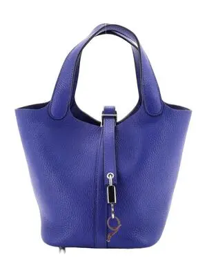 HERMES Picotin Lock Bag Clemence Pm - Bleu Electrique
