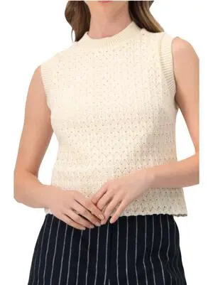 IVONNE Sleeveless Knitted Top - Natural
