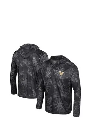 COLOSSEUM Vanderbilt Commodores Palms Printed Lightweight Quarter-zip Hooded Top - Black