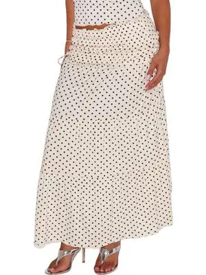 TIGER MIST Denali Polka Dot Tiered Maxi Skirt - White Polka Dot